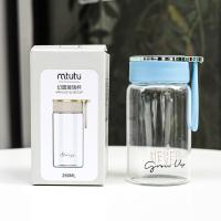 China Silicone Handle 165g 9.47oz Personalized Glass Water Bottle for sale