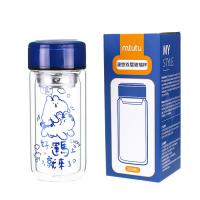 China Unisex Double Walled 9oz Personalized Glass Water Bottle for sale