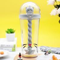 China Creative 218g PP AS Plastic Straw Water Bottle With Stirring Function for sale