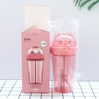 China 420ml Dual Straw Separate Drink Water Beverage Bottle Couples Gift for sale