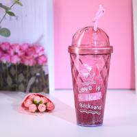 China 420ml Capacity Plastic Straw Water Bottle Double Wall Bottle Body for sale