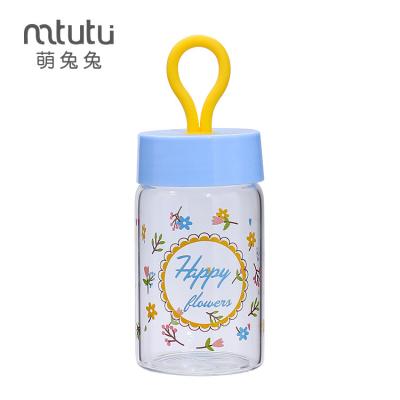 China Personalized Glass Water Bottle With Eco Friendly Flower Printing for sale