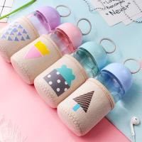 China Personalized Glass Water Bottle 350ml 12OZ Capacity With Fabric Sleeve for sale