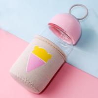 China Personalized Glass Water Bottle 350ml 12OZ Capacity With Fabric Sleeve for sale
