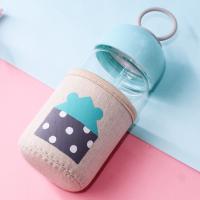 China Personalized Glass Water Bottle 350ml 12OZ Capacity With Fabric Sleeve for sale
