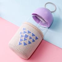 China Personalized Glass Water Bottle 350ml 12OZ Capacity With Fabric Sleeve for sale
