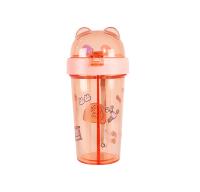 China Stocked Items 420ml 15OZ Capacity Plastic Water Bottle With Two Straw for sale