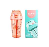 China Stocked Items 420ml 15OZ Capacity Plastic Water Bottle With Two Straw for sale