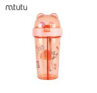 China Stocked Items 420ml 15OZ Capacity Plastic Water Bottle With Two Straw for sale