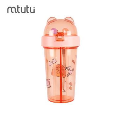 China Stocked Items 420ml 15OZ Capacity Plastic Water Bottle With Two Straw for sale