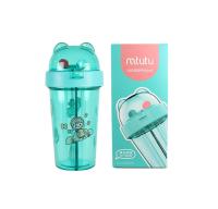 China Fashionable 420ml 15OZ Capacity Plastic Water Bottle With Two Straw for sale