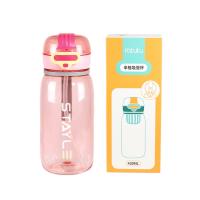 China 430ml 15OZ Capacity Plastic Straw Water Bottle With Flip Cover for sale