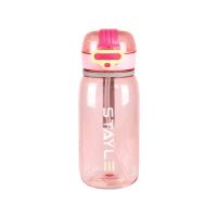 China 430ml 15OZ Capacity Plastic Straw Water Bottle With Flip Cover for sale