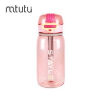 China 430ml 15OZ Capacity Plastic Straw Water Bottle With Flip Cover for sale