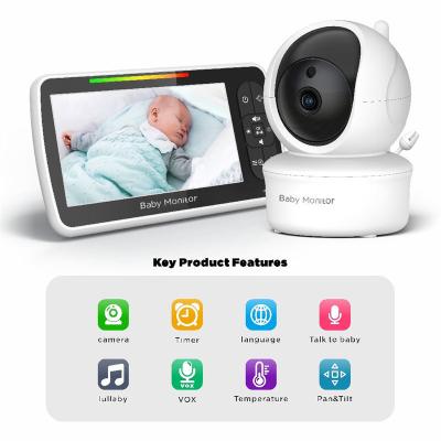China 5 Inch White Baby Monitor Camera with Remote Pan Tilt Zoom Night Vision 2 Way Audio for sale