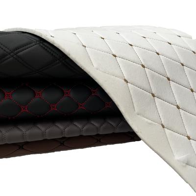 China Non Slip Embroidery PVC Leather Quilted Material 5mm Foam for Sofa Car Seat Covering for sale