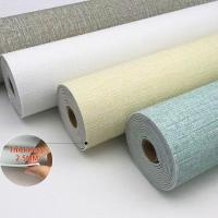 China Linen Textured 3D Self Adhesive Foam Wallpaper Fire Retardant Wall Covering Roll 2.5mm 500mm for sale