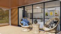 China Apple Cottage Glass House Prefabricated Bungalow with Cut Board Wall and Aluminium Plate for sale