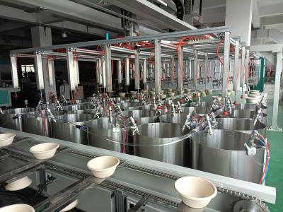 China Rotating Base Vacuum Adsorption Pulp Molded Spin Coating Line with 1-36 Workstations for Food Packaging Production for sale