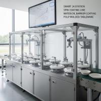 China Smart 24-Station Spin Coating Line for Water Oil Barrier Coating of Pulp Molded Tableware 380V 50Hz for sale