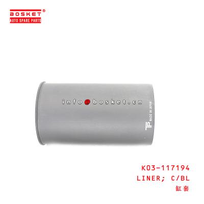 China Cylinder Block Liner K03-117194 for ISUZU HINO J05E J08E 120mm for sale