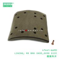China Over Size BBA Lining Rear Brake Shoe for HINO 47441-6690 with 3 Months Warranty for sale