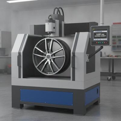 China CNC Wheel Repair Machine with 0.001mm Positioning Accuracy and 8 Inches Max Wheel Width for Alloy Wheel Restoration for sale