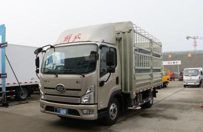 China Used Faw Cargo Truck Champagne Color 4*2 Fence Lorry Truck 4 Meters Box Flat Cabin for sale