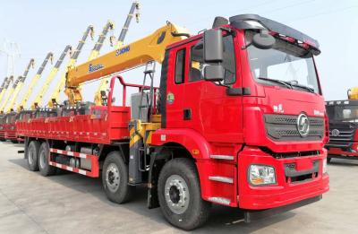 China 20 Ton Truck Mounted Crane Shacman 8×4 Flat Bed Box  5 Section Arm 23.7 Meters Long for sale