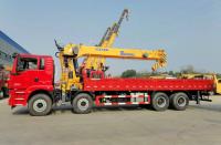 China 20 Ton Truck Mounted Crane Shacman 8×4 Flat Bed Box  5 Section Arm 23.7 Meters Long for sale