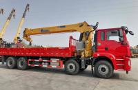 China 20 Ton Truck Mounted Crane Shacman 8×4 Flat Bed Box  5 Section Arm 23.7 Meters Long for sale
