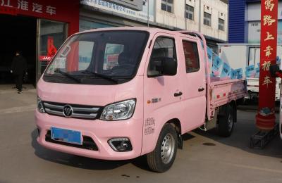 China Cargo Box Truck Foton Mini Lorry Truck Pink Color Manual Transmission Gasoline Engine Euro 6 for sale