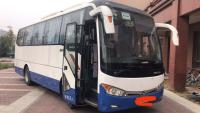 China Kinglong Brand Used Tour Bus Sencond Hand Bus XMQ6898 39seats With AC Rear Engine Blue And White Color Good Condition for sale