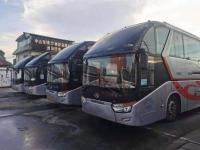 China Used Kinglong Bus 55 Seats Double Windshield Used Tour Bus Low Kilometer Airbag Chassis for sale