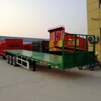 China New Tri-Axle  40 Tons  Foot Container Chassis Flatbed Semi Trucks Trailer for sale