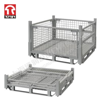 China Torin LK14A	Folding Stacked Warehouse Cage Iron Cage Wire Mesh Pallet Container Metal Pallet for sale