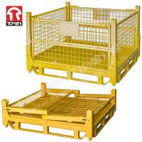China Torin LK01 Folding Semi Open Metal Cage Wire Mesh Pallet Container Metal Pallet for sale