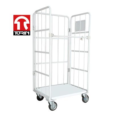 China Torin SWK1041  Roll Box Tray Metal Steel Bottom Plate Warehouse Logistics Handcart Storage Folding Metal Base Roll Cage Handcart for sale