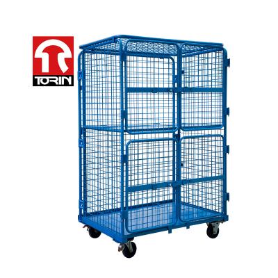 China Torin SWK1030 Professional Production of High-quality Foldable Steel Mesh Drum Trucks, Logistics and Warehousing Containers for sale