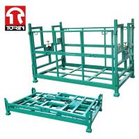 China Torin DZ581 Folding Stackable Half Open square Pipe Box Wire Mesh Pallet Container Metal Pallet for sale