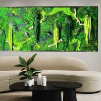 China Real Natural Wood Moss Art for Home Office Preserved and 100% Natural Moss Decoration for sale