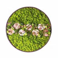 China Chinese Year Large Evergreen Oasis Cedar Wood Moss Wall Art Frame For Bedroom Wall Decor for sale