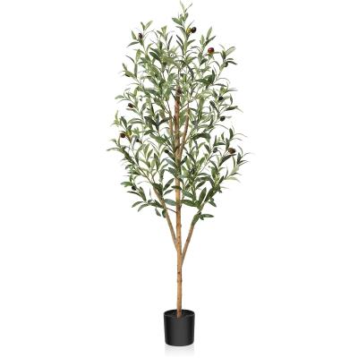 China 30-228cm Customized Artificial Green Modern Bonsai Plastic Decor Potted Olive Tree for sale