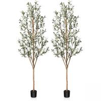 China Modern Green High Simulation Leaves Plastic Potted Olive Tree Plant for Indoor for sale