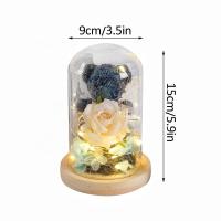 China Valentine's Day Gift Glass Cover Eternal Flower Bear Preservatives Flower For Mothers for sale