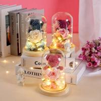 China Customized Designs Acceptable Glass Cover Eternal Flower Gift Box for Valentine's Day for sale