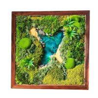 China Real Green Moss Art Preserved Moss Wall Frame for Home and Office Decor Made to Order for sale