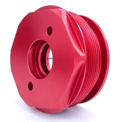 China RoHS Certified Aluminum Machining Parts in Red Anodized Finish for ODM for sale