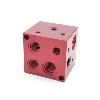 China ASTM Standard Red Purple Gold Hydraulic Valve Manifold Block Custom Made for sale