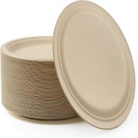 China 9 Inch Heavy-Duty 100% Compostable Plates Eco-Friendly Disposable Sugarcane Paper Plates for sale
